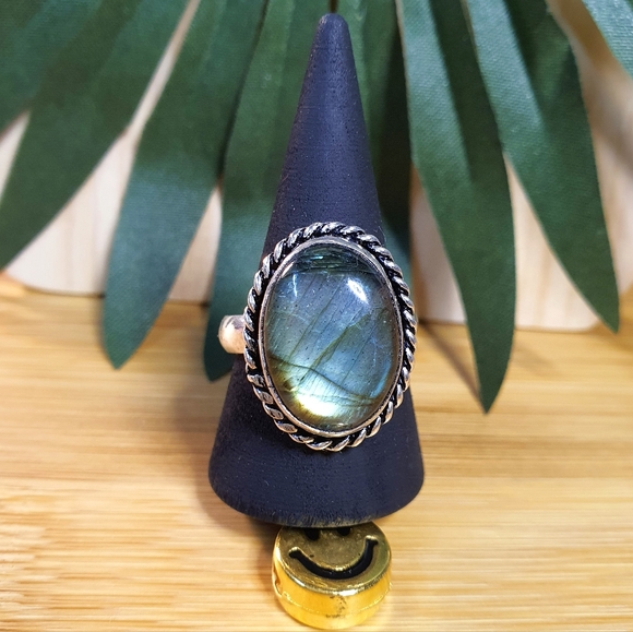 Jewelry | Labrodite Stone 925 Sterling Silver Plated Ring Size 9 | Poshmark